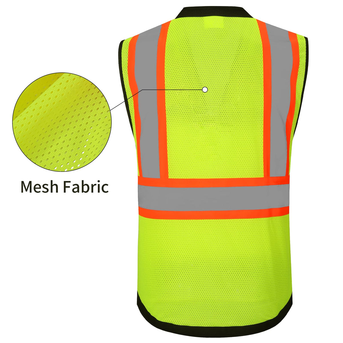 ProtectX Safety VestClass 2 Hi-Visibility Vest Solid Front Mesh Back ...