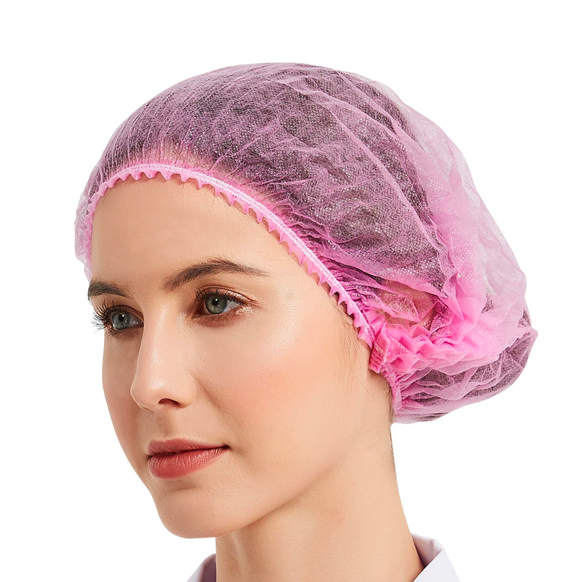ProtectX | Disposable Hair Nets 100-Pack 21" Pink Bouffant Caps